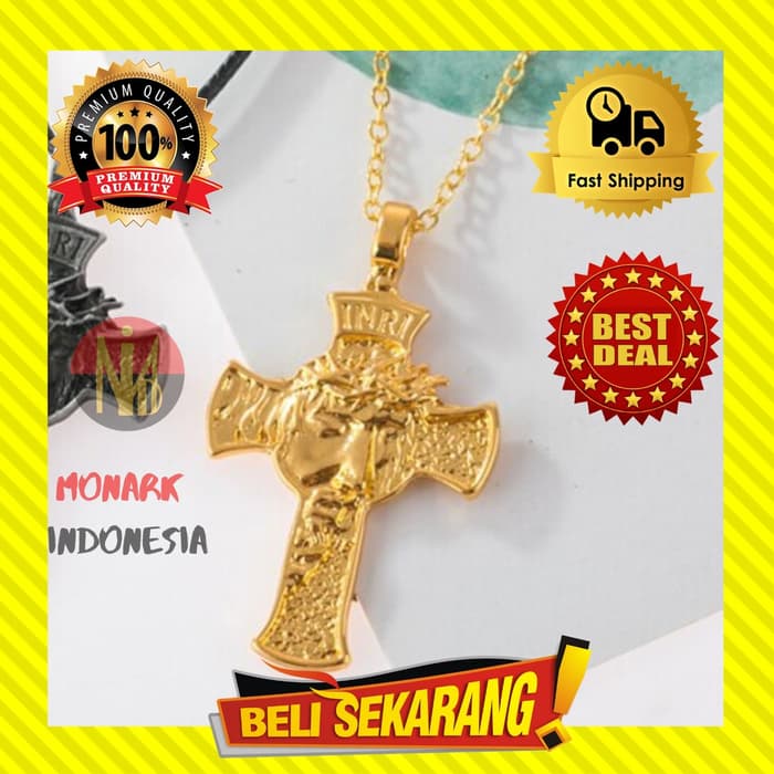 Jual KALUNG EMAS GOLD YESUS SALIB INRI KRISTEN PRIA WANITA UNISEX ORI ...