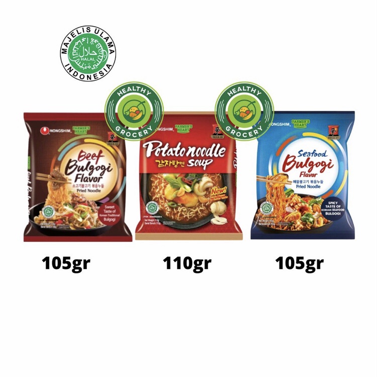 Jual Nongshim Beef Bulgogi Fried Noodle / Potato Noodle Soup / Seafood ...
