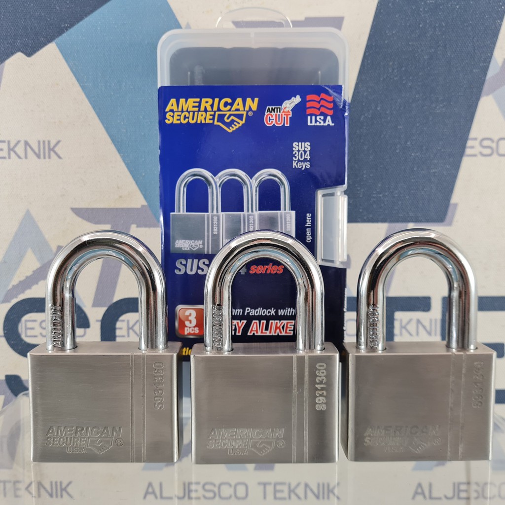 Jual AMERICAN SECURE GEMBOK 60MM KEMBAR ISI 3 STAINLESS STEEL SUS304 ...