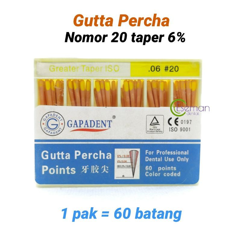 Jual Gutta Percha nomor #20 taper 6% Guttap 20 06 Obturasi VDW M-Two ...