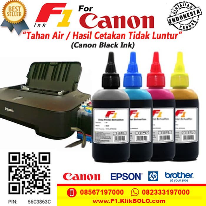 Jual TINTA PRINTER CANON F1 100ML TAHAN AIR/HASIL CETAK TIDAK LUNTUR ...