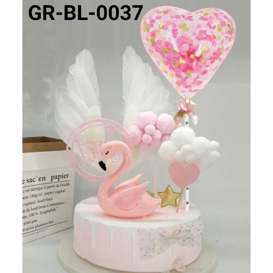 Jual GR-BL-0037 Balon hati hiasan kue cake topper pink biru hitam emas mix yamama baking ...