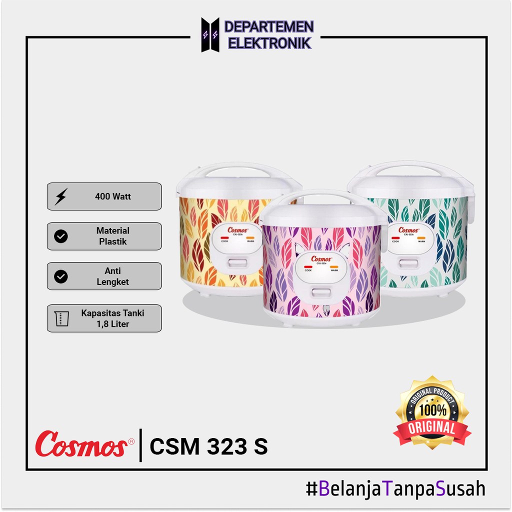 Jual Magic Com / Rice Cooker Cosmos CRJ 323 S MURAH BANGET / GARANSI ...