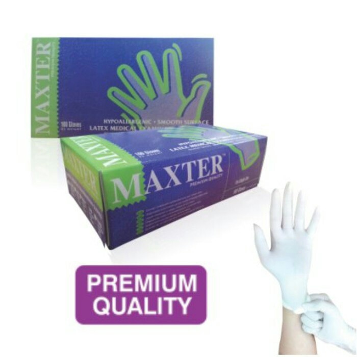 Jual Maxter Latex Powdered/Handscoon/Medis/Non Steril Gloves/sarung ...