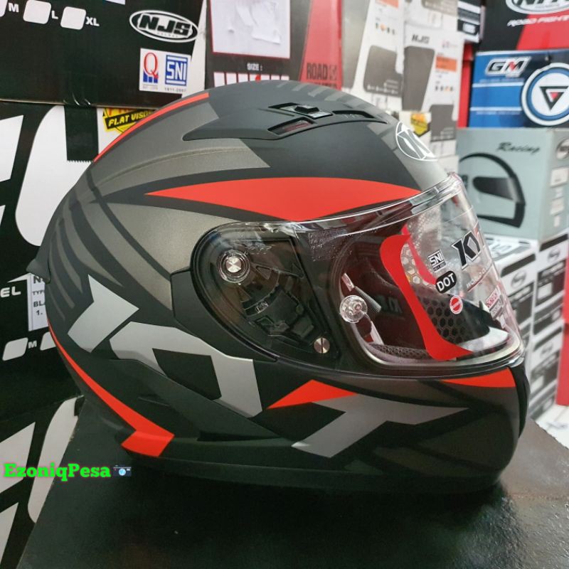 Jual Helm KYT Falcon FR Motif Radiant Black Red Doff | Shopee Indonesia