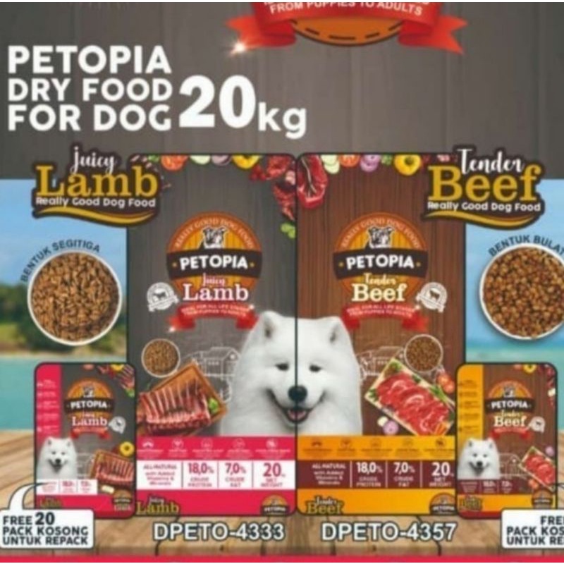 Jual PETOPIA BEEF 20KG Makanan Puppy & Anjing Dewasa Rasa Sapi 20kg ...