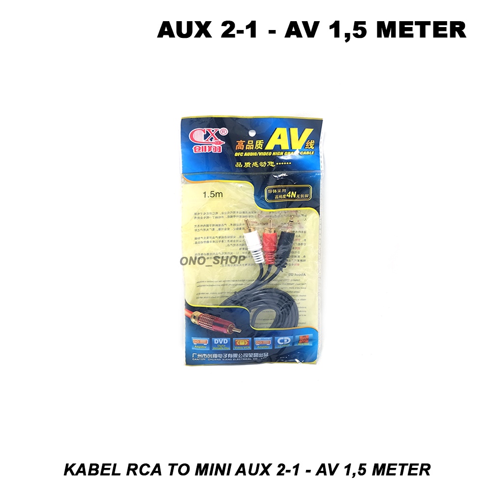 Jual Kabel RCA to Mini AUX 2-1 - AV 1,5 Meter | Shopee Indonesia
