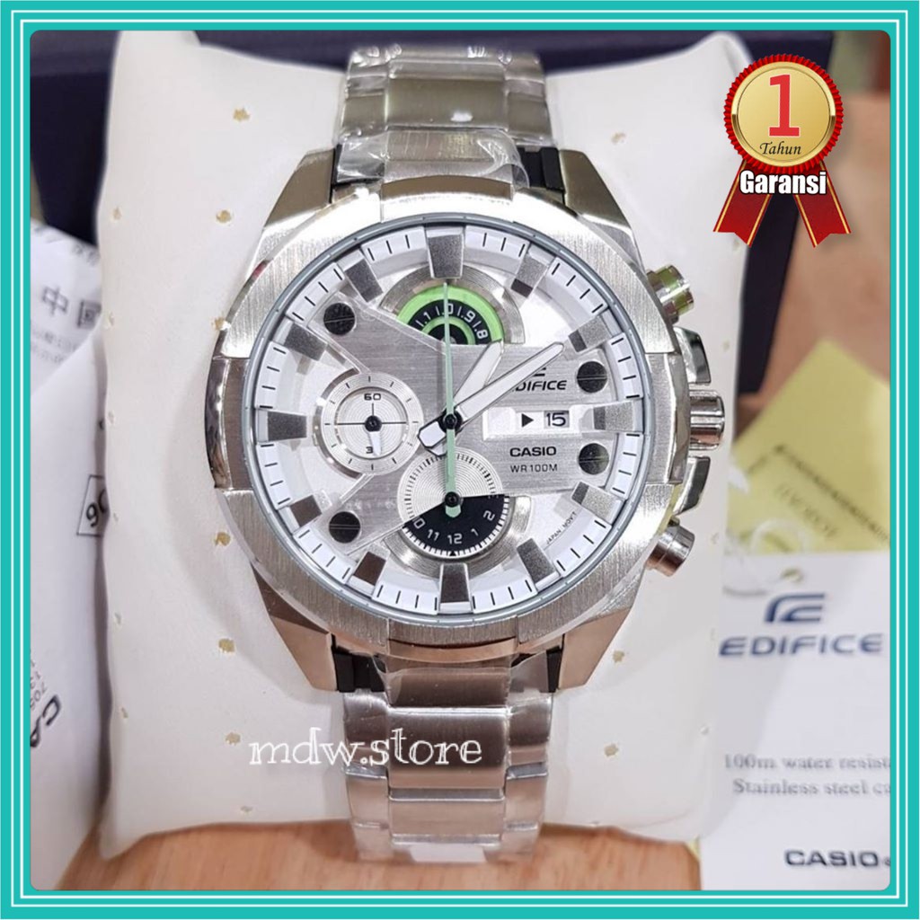 Jual Casio Edifice EFR 540 EFR540 Stainless Silver Green Jam Tangan ...