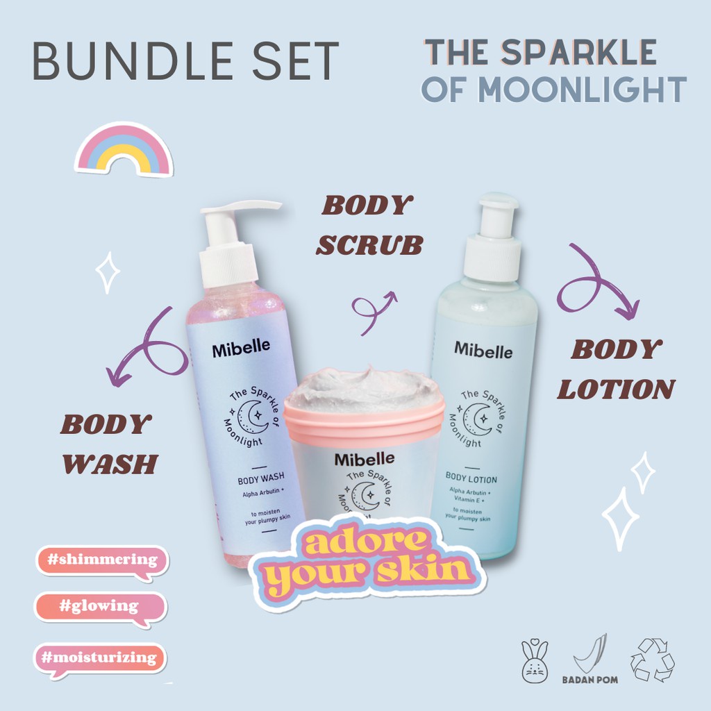 Jual MIBELLE THE SPARKLE OF MOONLIGHT BODY WASH/LOTION/SCRUB (BIRU ...