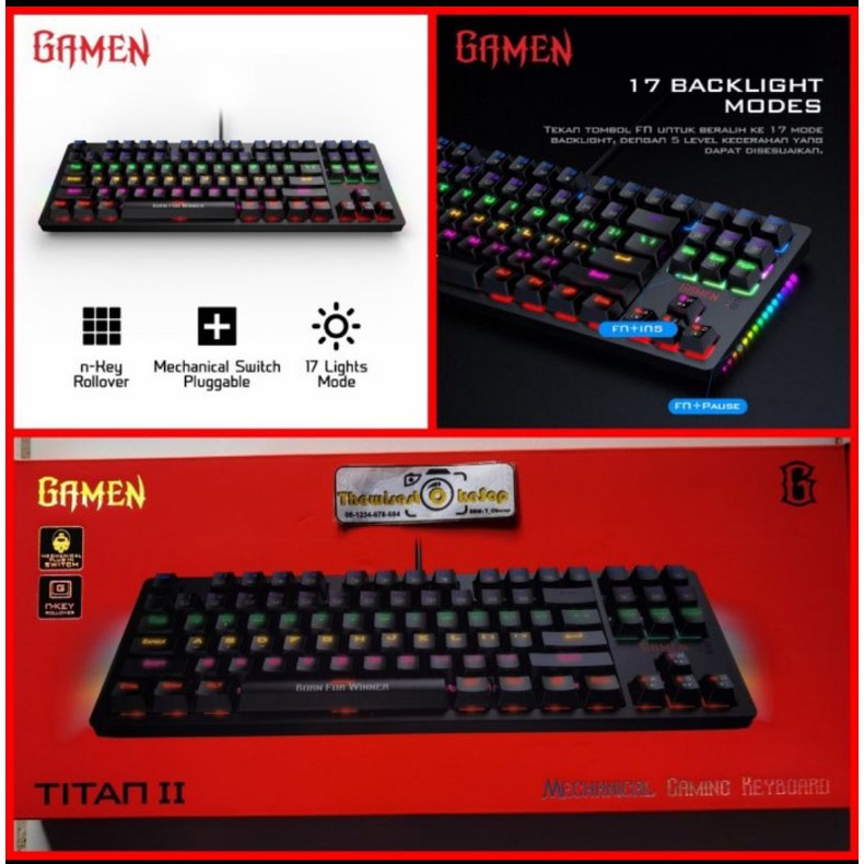 Jual Gaming Keyboard Mechanical GAMEN Titan II Pluggable Switch Blue ...