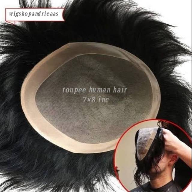 Jual Toupee hair man/tutup botak pria 7×8 inc / 18×20 cm | Shopee Indonesia