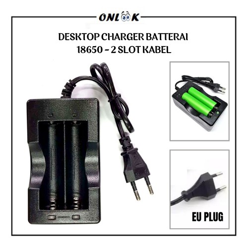 Jual Desktop Charger Battery 2 Slot Kabel Baterai 18650 / Alat Cas ...
