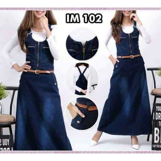 Jual Overall Rok Jeans Wanita Dewasa / Overall Dress D3nim Panjang ...