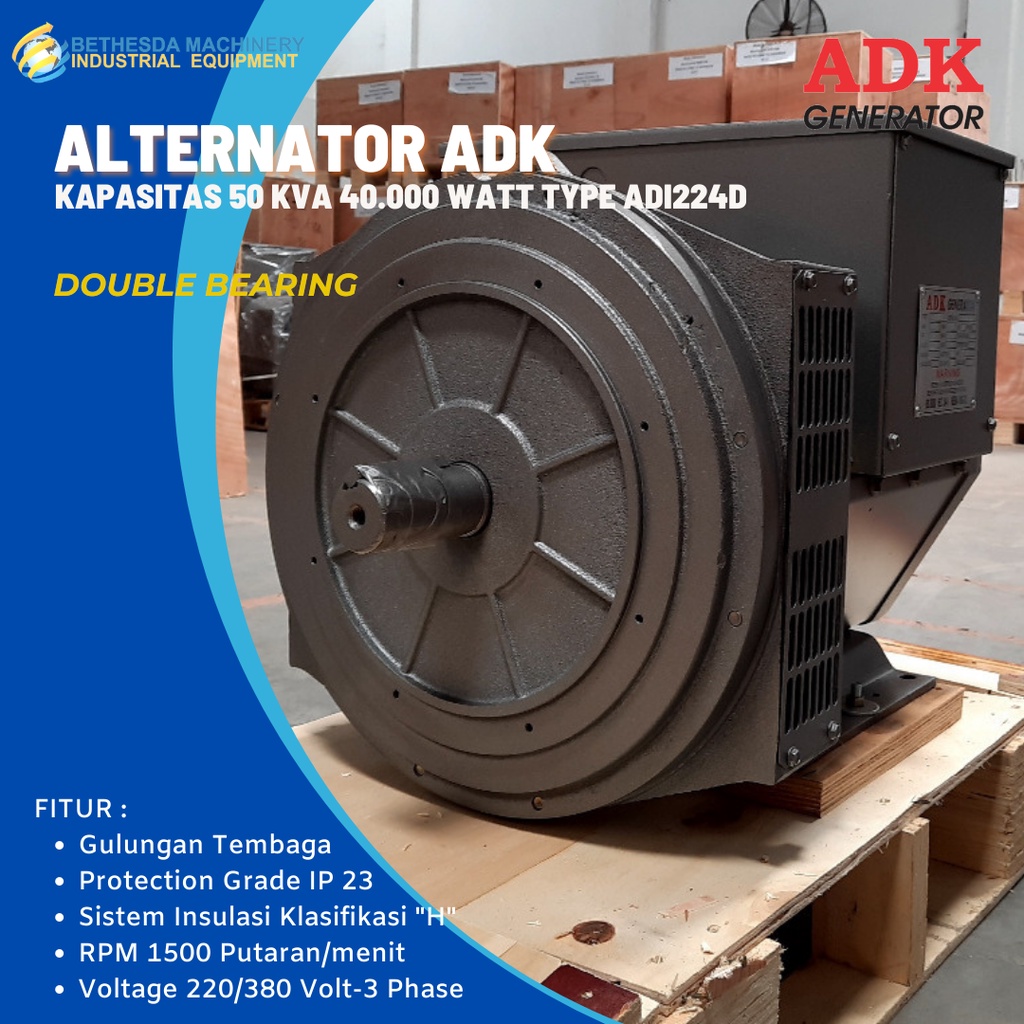 Jual ADK Generator 11 16 22 27 31 40 50 60 85 100 KVA Double Bearing ...