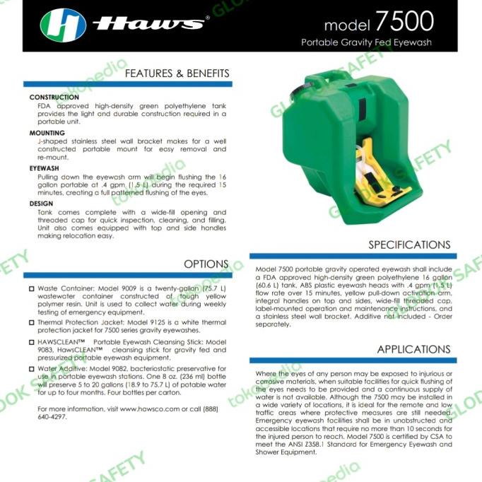 Jual Eyewash Haws 7500 / Emergency Eyewash / Alat Cuci Mata - 16 Galon ...
