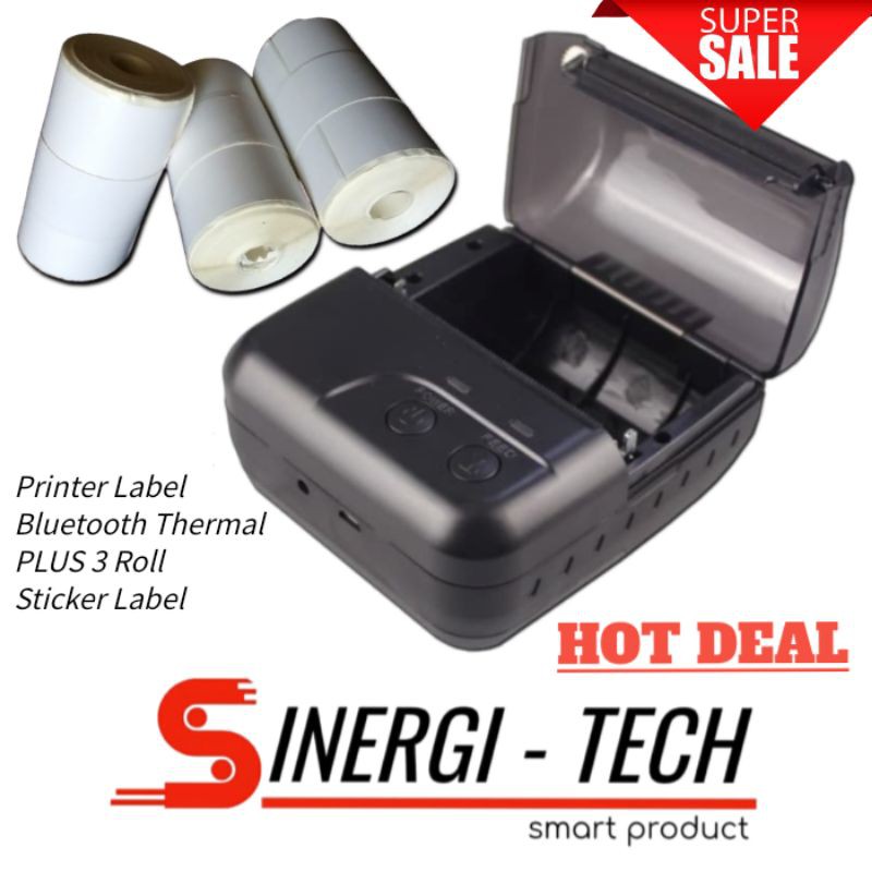 Jual PRINTER LABEL BLUETOOTH 80MM CETAK RESI PORTABLE + 3 ROLL KERTAS ...