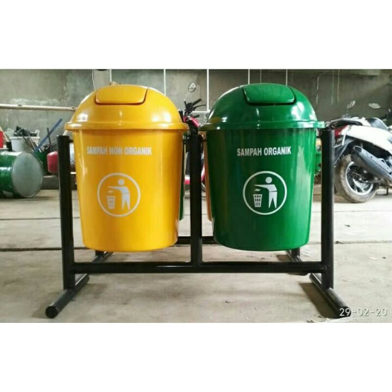 Jual TEMPAT SAMPAH FIBERGLASS BULAT 50 L , tempat sampah 2in1, tempat ...