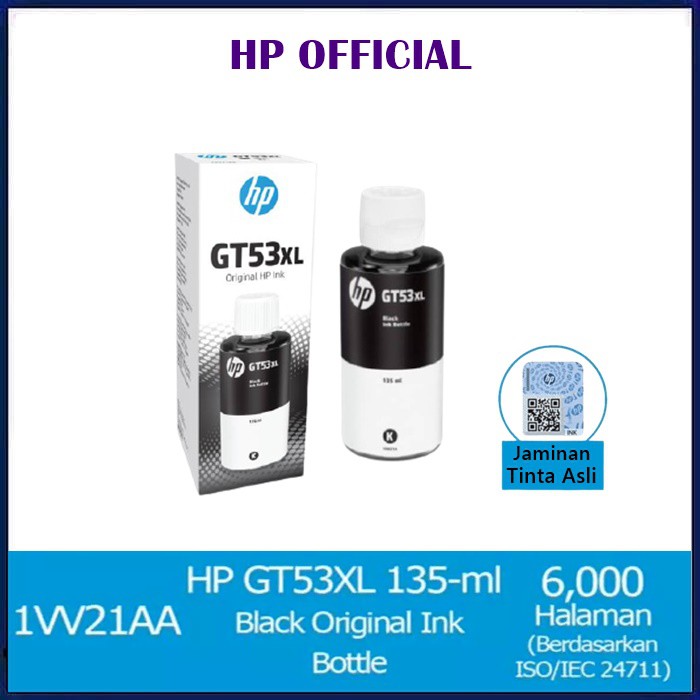 Jual Tinta Printer HP GT53XL GT53 XL Original 135ml Black ( 1VV21AA ...