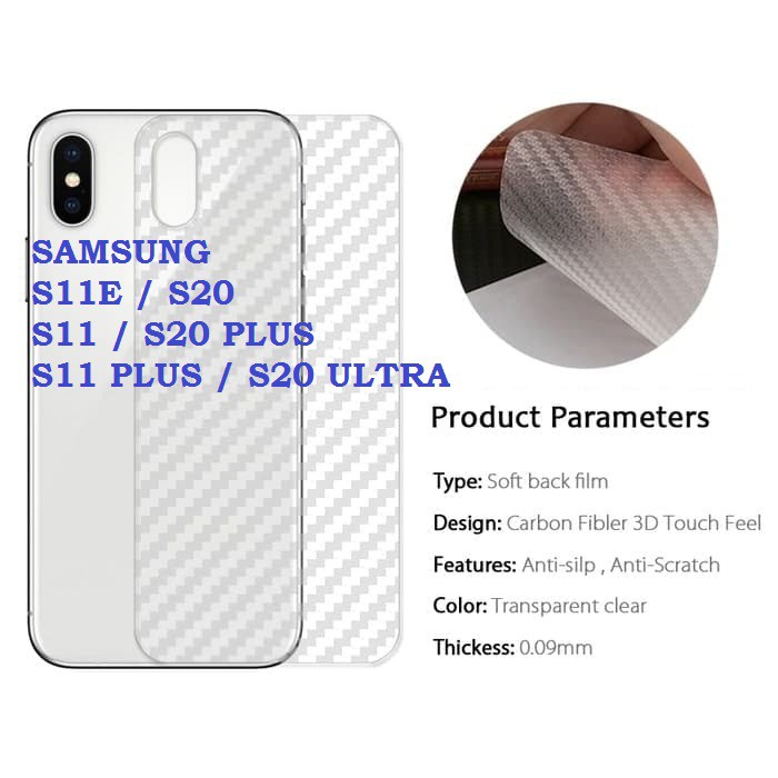 Jual SAMSUNG GALAXY S20 FE PLUS ULTRA Back Skin Carbon Garskin Anti Gores Belakang Anti Jamur ...