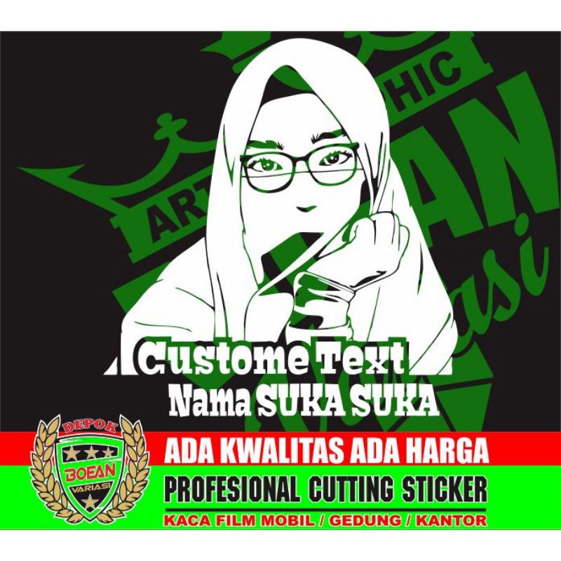 Jual Cutting sticker gambar wanita hijab custom text nama suka suka ...