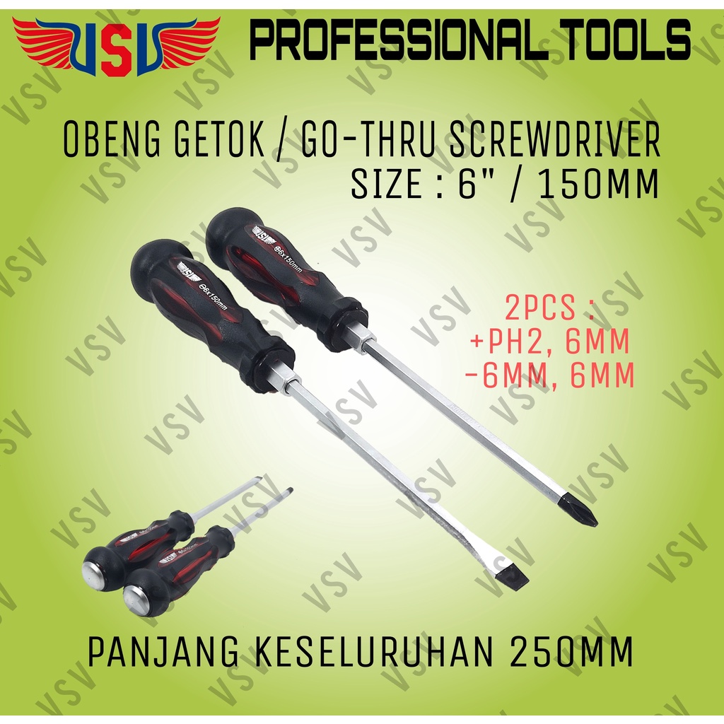 Jual VSV Obeng getok tembus 2pc 6x150[+][-] / obeng getok / obeng ketok ...