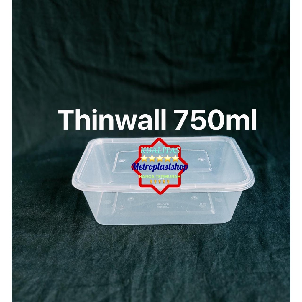 Jual thinwall rectangle 750ml kotak plastik isi 25pcs + tutup | Shopee Indonesia