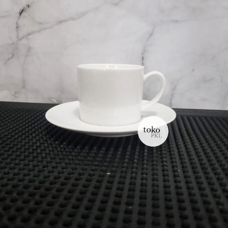 Jual cangkir 150 ml 200 ml putih keramik polos cangkir tatakan cup ...