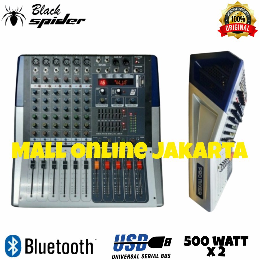 Jual Power mixer Blackspider 6 channel Phy 6 1000 watt original Amplifier | Shopee Indonesia