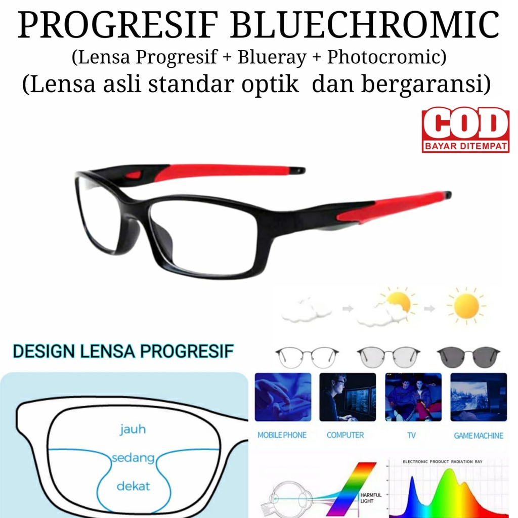 Jual Progresif bluechromic kacamata progresif + blueray + photocromic ...