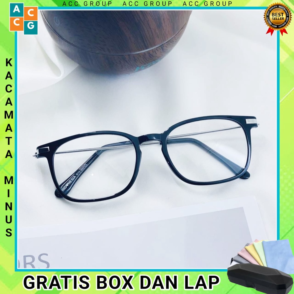 Jual HOT KACAMATA MINUS LENSA KOTAK TANGKAI BESI FREE BOX DAN LAP ...