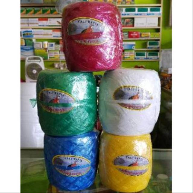 Jual Tali rafia 1/2kg cap burung puyuh merah putih hijau kuning biru ...
