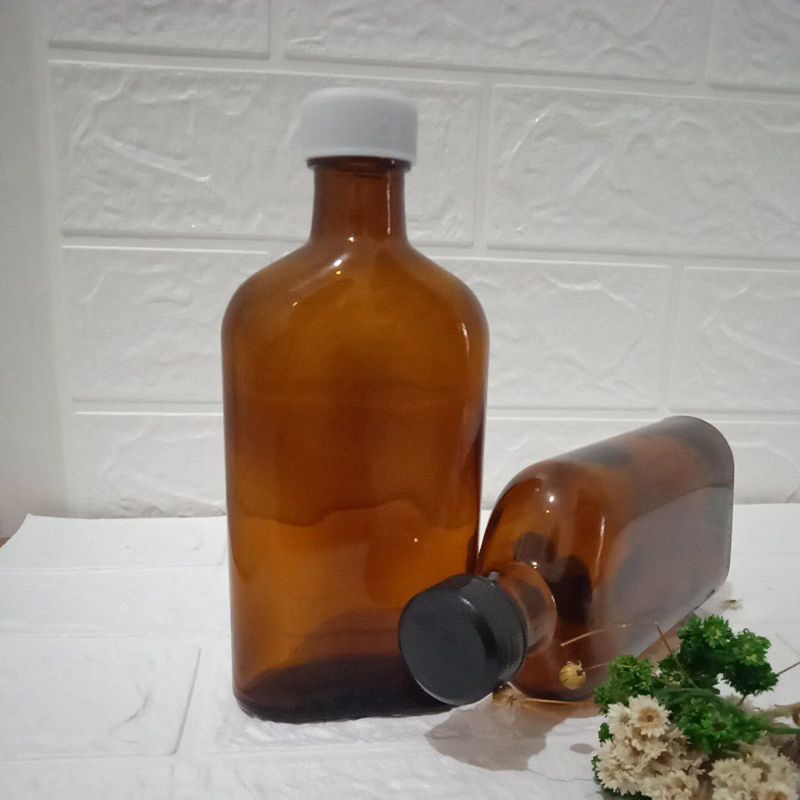 Jual Botol Kaca 250ml Gepeng Coklat Merah Botol Kopi Susu Coldbrew Jamu ...