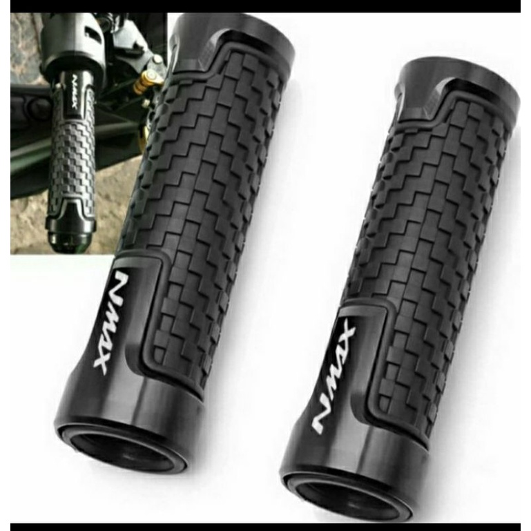 Jual handgrip grip setang motor bahan karet aluminium logo NMAX silver ...