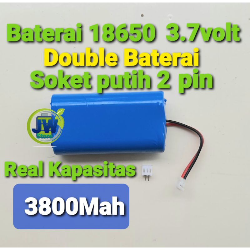 Jual Baterai 3.7volt 18650 Double baterai + BMS proteksi.100% Real ...