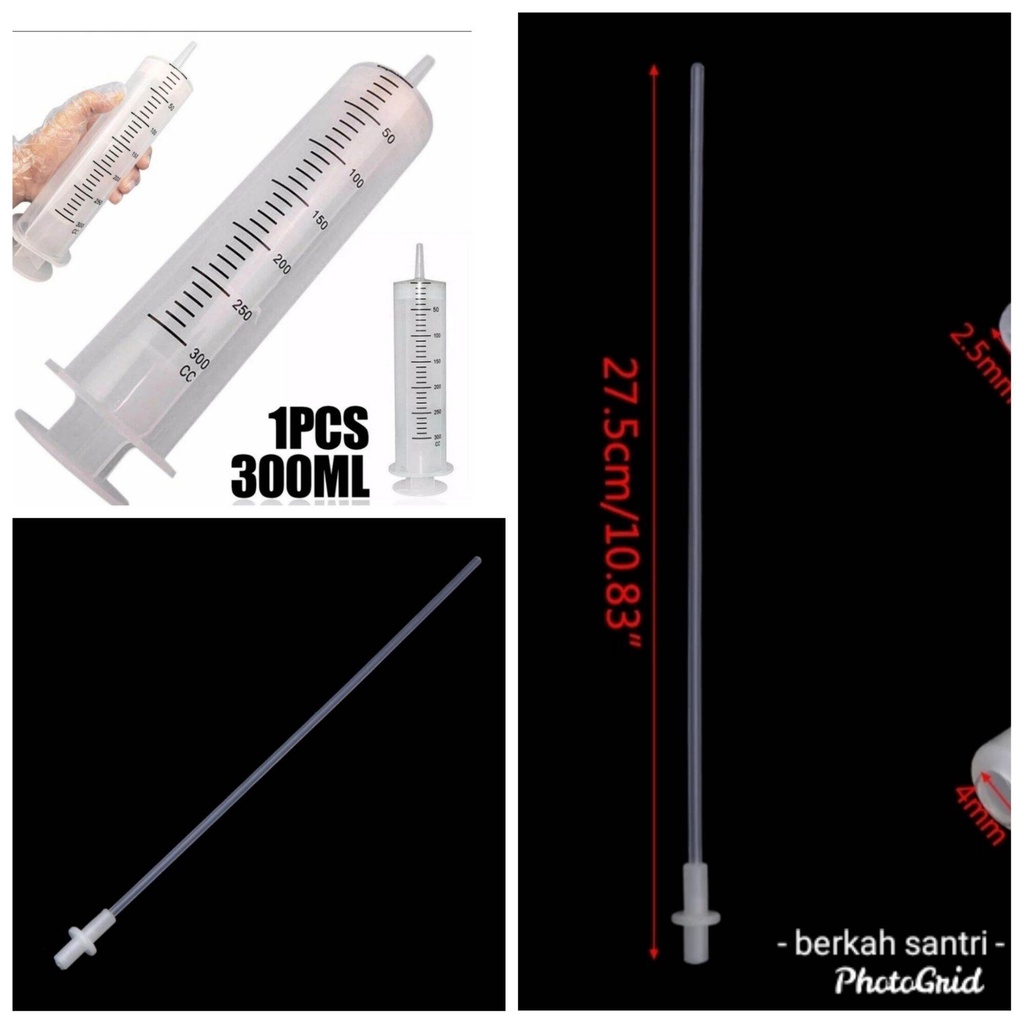 Jual suntikan besar kapasitas 300ml lengkap dengan selang silicon kaku ...