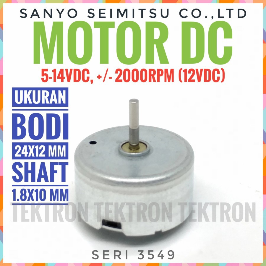 Jual Sanyo Motor DC 12V 2000rpm d 24m x t 12mm shaft 1.8mm | Shopee ...