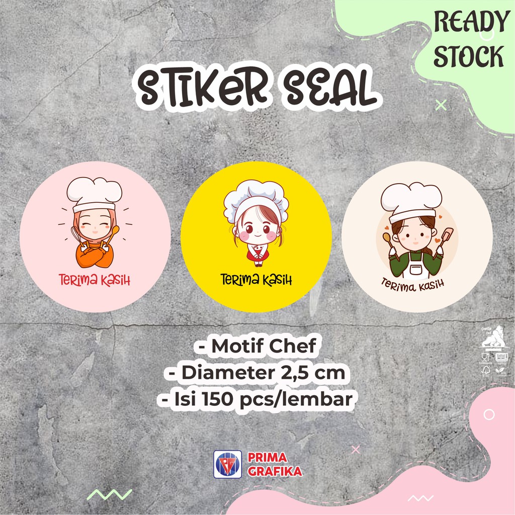 Jual Stiker Roti / Stiker Label / Seal / Sticker Kertas Roti Motif Chef ...