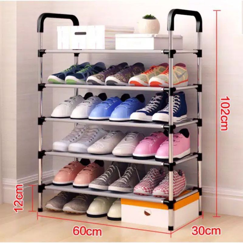 Jual Rak sepatu&sendal portabel 4 susun rangka besi & alas plastik ...