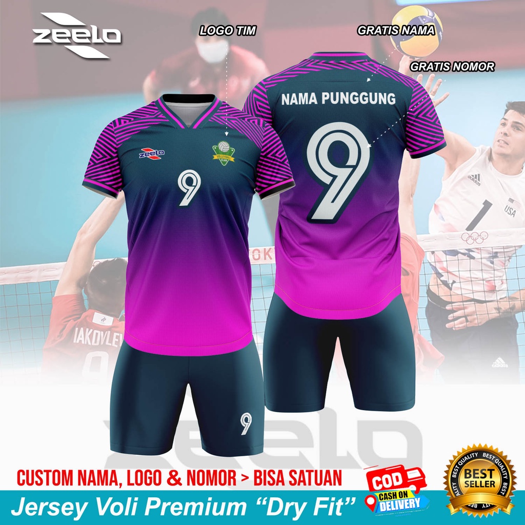 Jual Jersey Voli Stripe Magenta Premium Bahan Dryfit | Shopee Indonesia