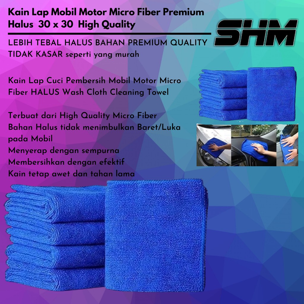 Jual Kain Lap Mobil Motor Micro Fiber Premium Halus 30 x 30 High ...