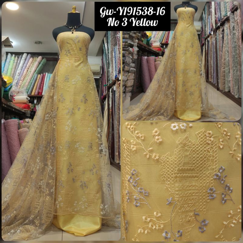 Jual Kain Tile Brokat Etnik Bunga Abstrak Dua Warna Gw-Y191538-16 ...