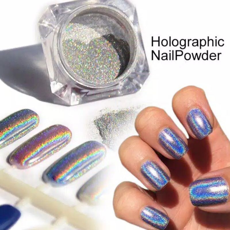 Jual Nail holographic premium/hologram nails effect/silver mirror ...