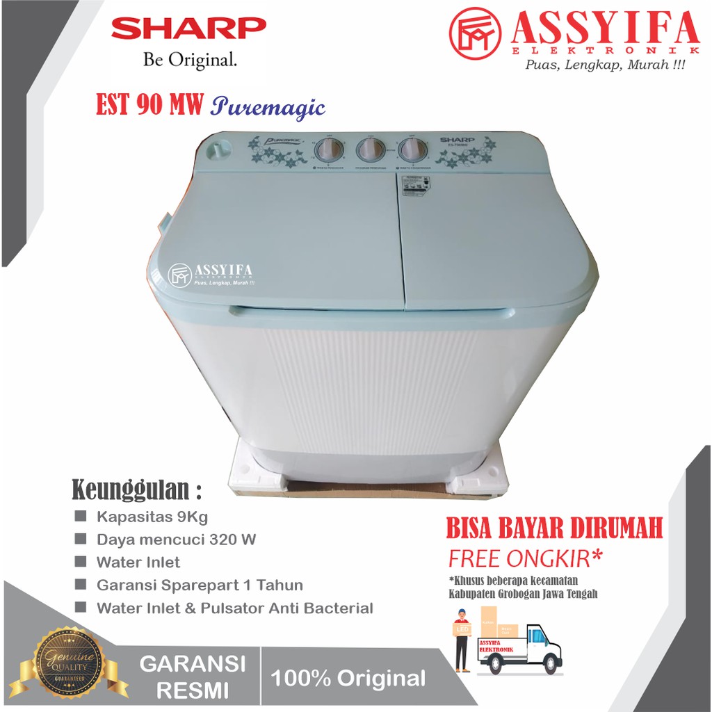 Jual MESIN CUCI SHARP EST 90 MW 9 KG 2 TABUNG 90MW Puremagic NEW ...