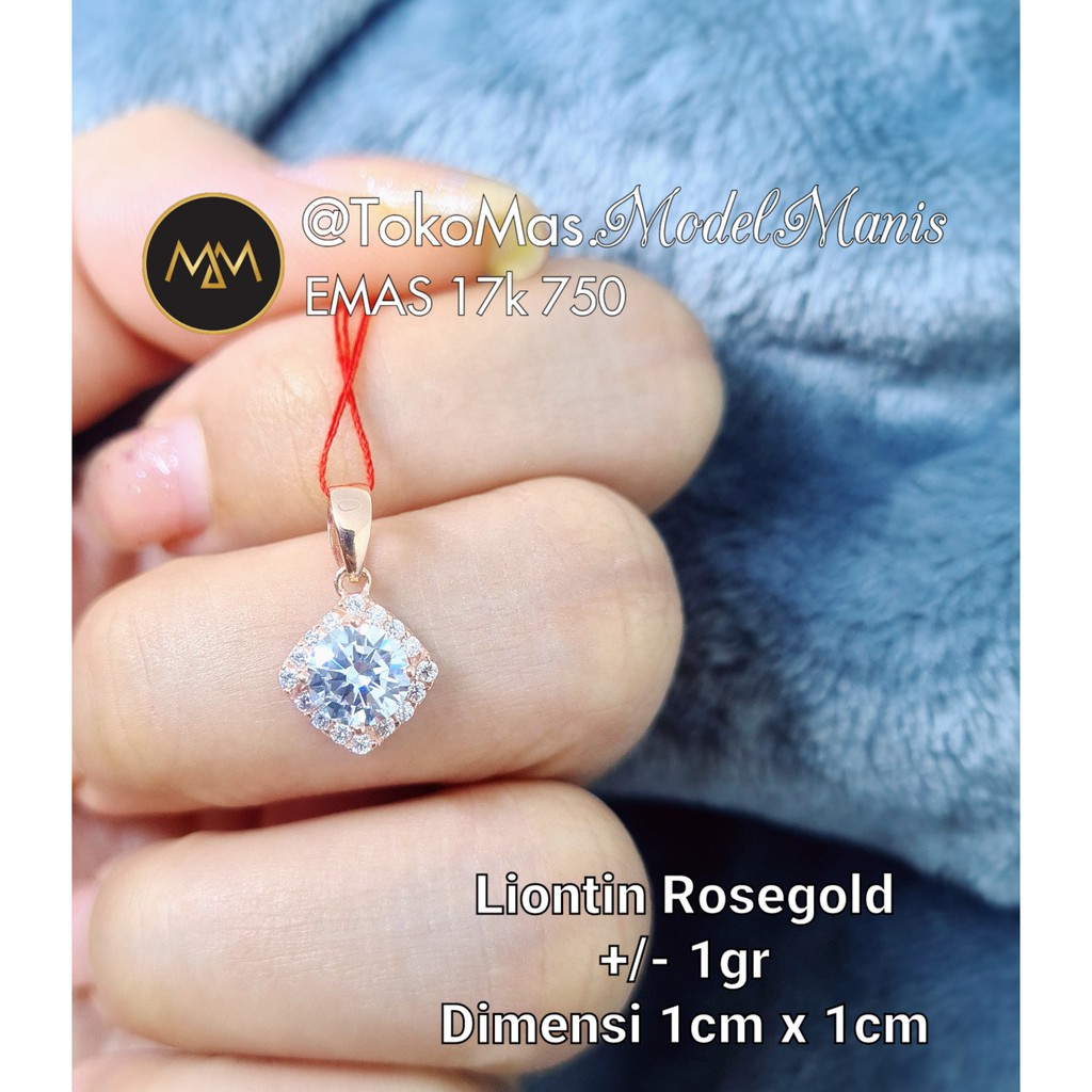 Jual Liontin wajik diamond looks emas putih dan rosegold 750 kadar 17 K ...
