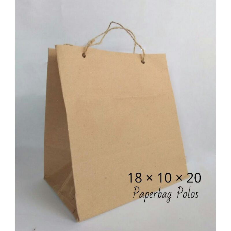 Jual Paper bag polos ukuran 18×10×20 cm | Paper bag craft coklat ...