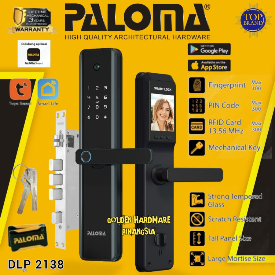Jual PALOMA DLP 2138 HANDLE PINTU DIGITAL SMART DOOR LOCK CAMERA VIEW ...