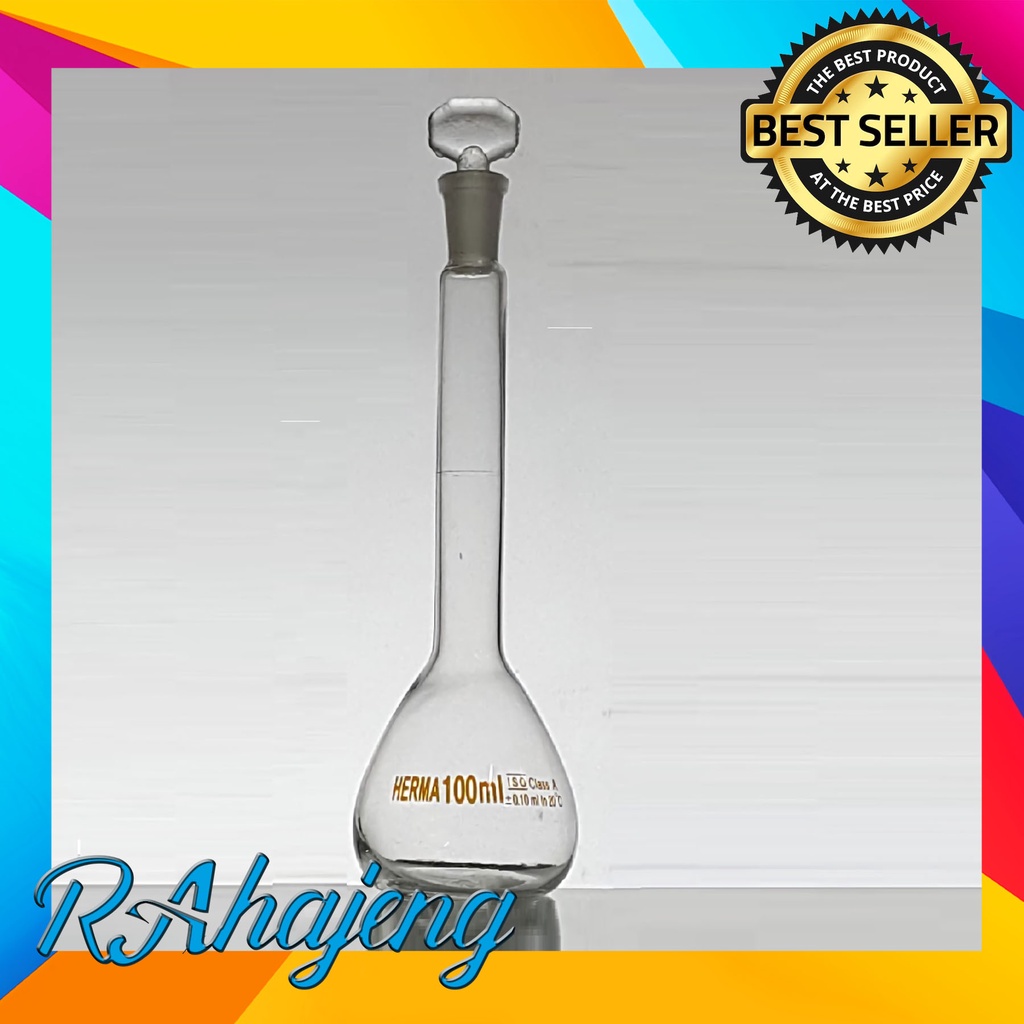 Jual Labu Ukur Herma 100 ml Dengan Tutup Kaca Volumetric Flask | Shopee Indonesia