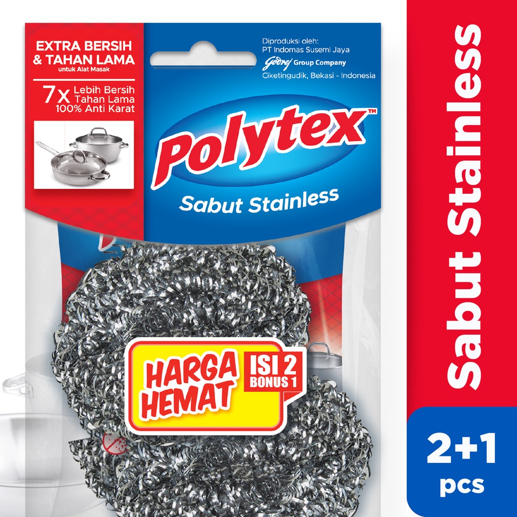 Jual Polytex Paket Sabut Stainless Isi 2 Bonus 1 | Shopee Indonesia