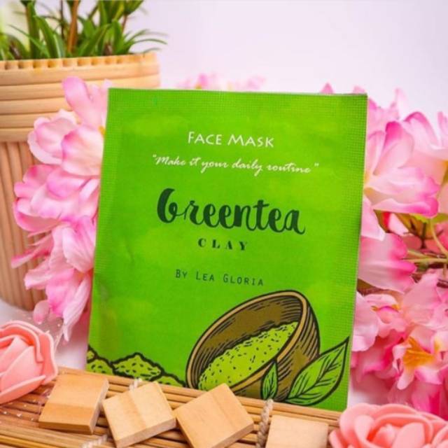 Jual [MASKER] Greentea clay masker wajah serbuk anti jerawat radang ...