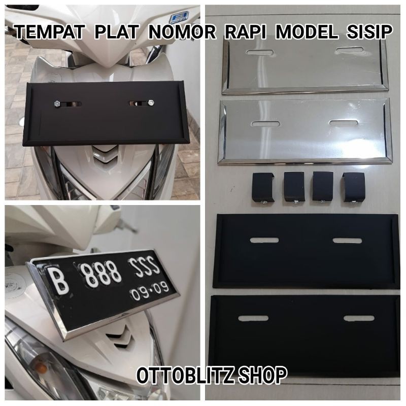 Jual Tempat Plat nomor motor. Rapi model sisip. Komplit braket mur ...
